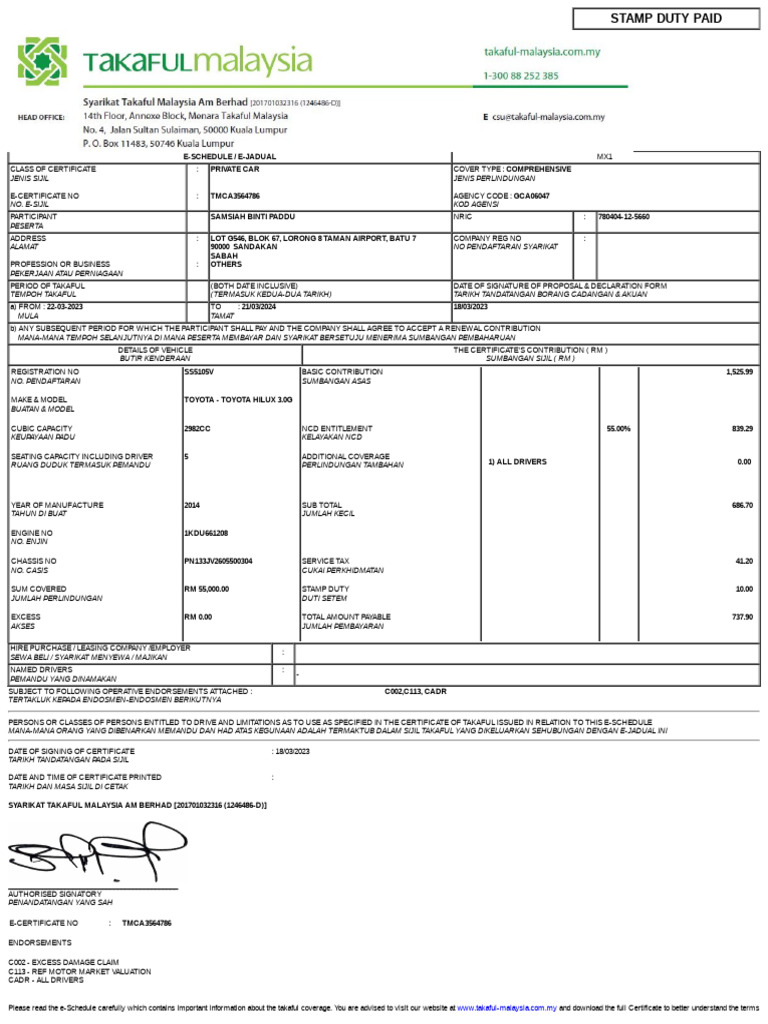 Cover Note 9cf1cc4 | PDF | Land Transport | Motor Vehicle