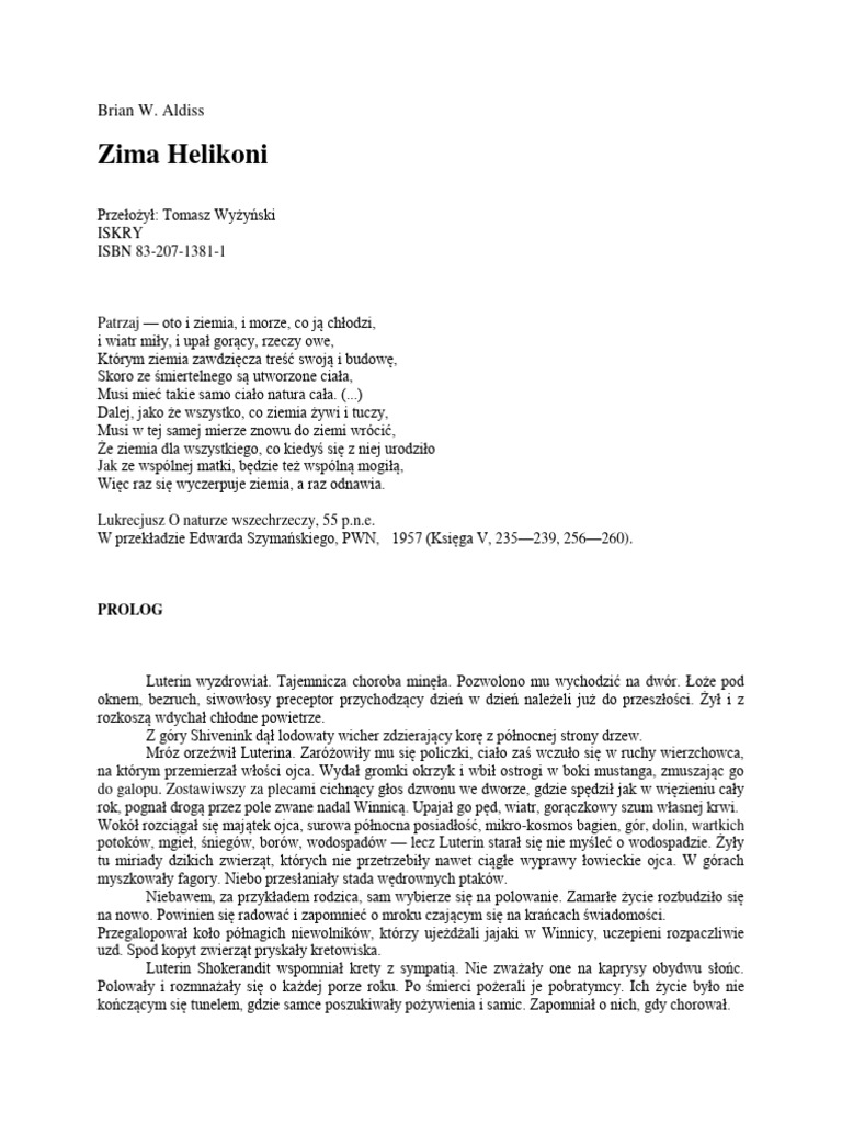 Aldiss Brian Wilson - Helikonia Tom 3 - Zima Helikonii | PDF