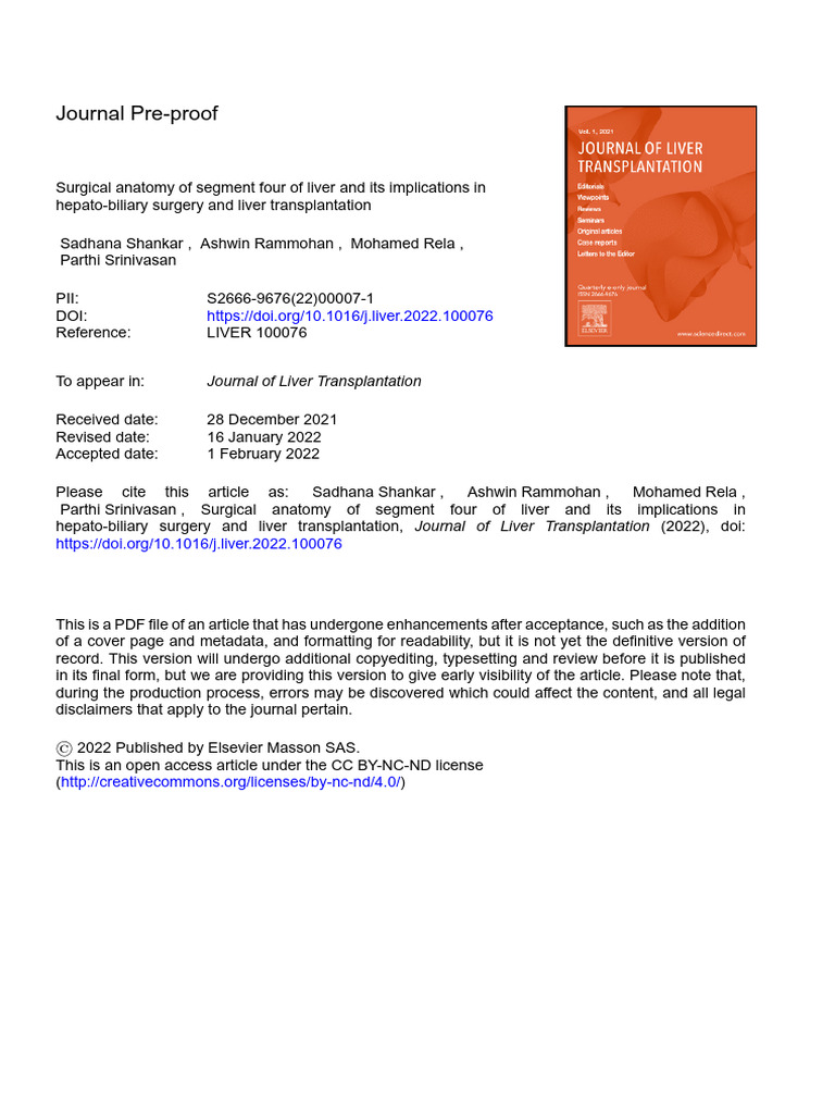Surgical Anatomy S-IV and LT | PDF | Liver | Vein