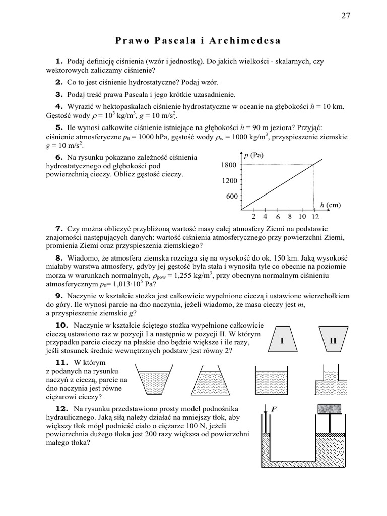 z05 - prawo Pascala i Archimedesa | PDF