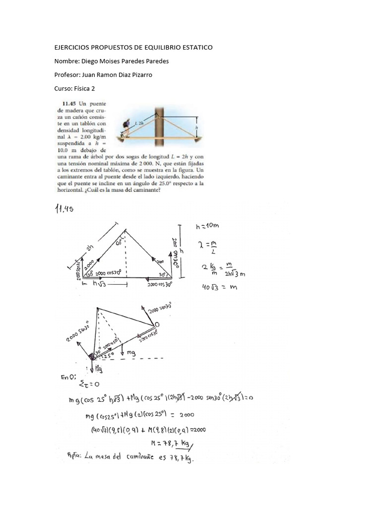 Ejercicios Propuestos de Equilibrio Estatico | PDF