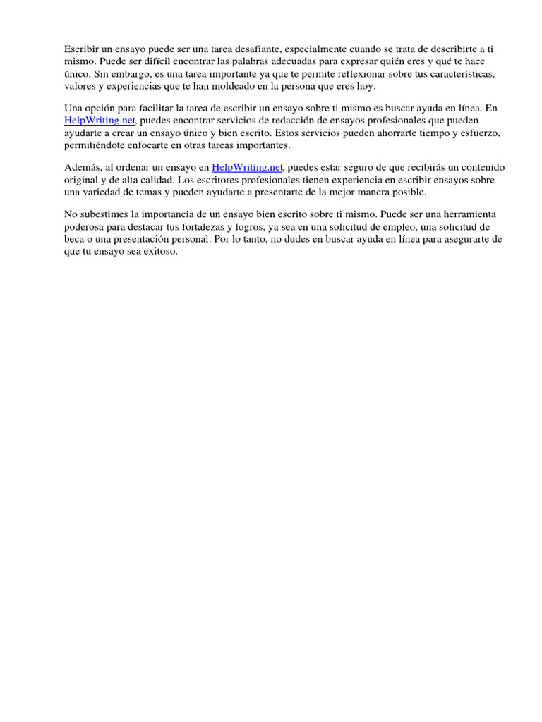 Ensayo Sobre Cómo Describirte a Ti Mismo | PDF Ensayo Sobre Cómo Describirte a Ti Mismo | PDF