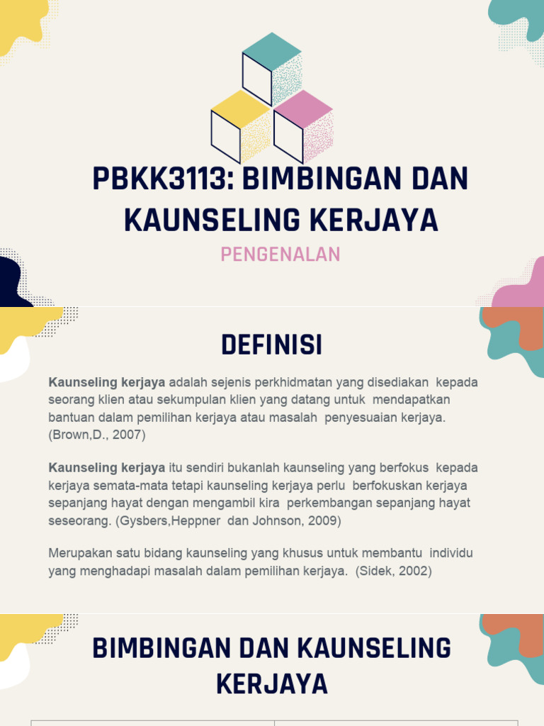 PBKK3113 - Pengenalan Bimbingan Dan Kaunseling Kerjaya. | PDF