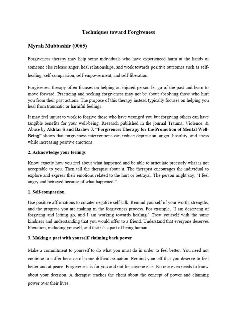Forgiveness Therapy Pdf Forgiveness Psychotherapy