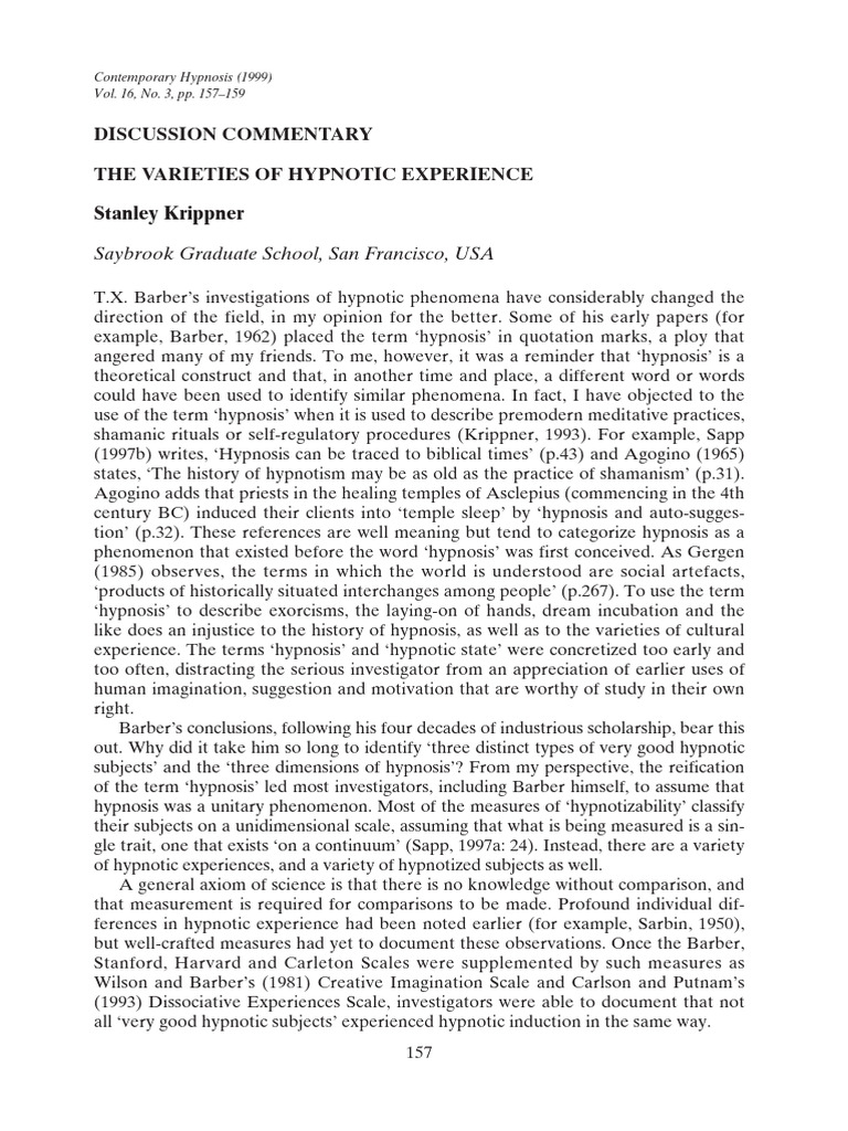 The_varieties_of_hypnotic_experience | PDF | Hypnosis | Hypnotherapy