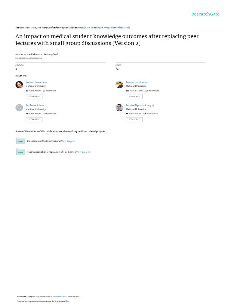 An Impact On Medical Student Knowledge Outcomes Af | PDF | Medical ...