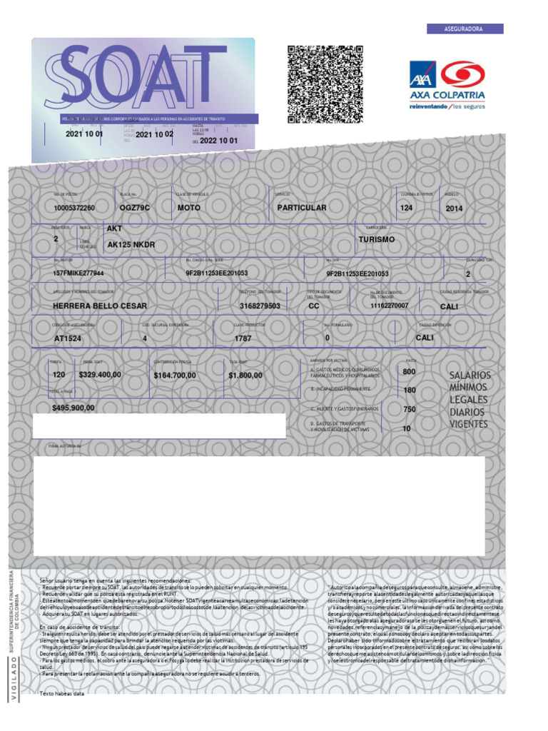 Soat Cheo | PDF | Seguro de vehículo | Póliza de seguros