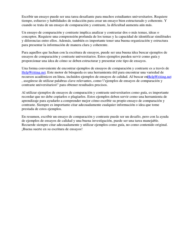 Ejemplos de Ensayos de Comparación y Contraste Universitarios | PDF ...