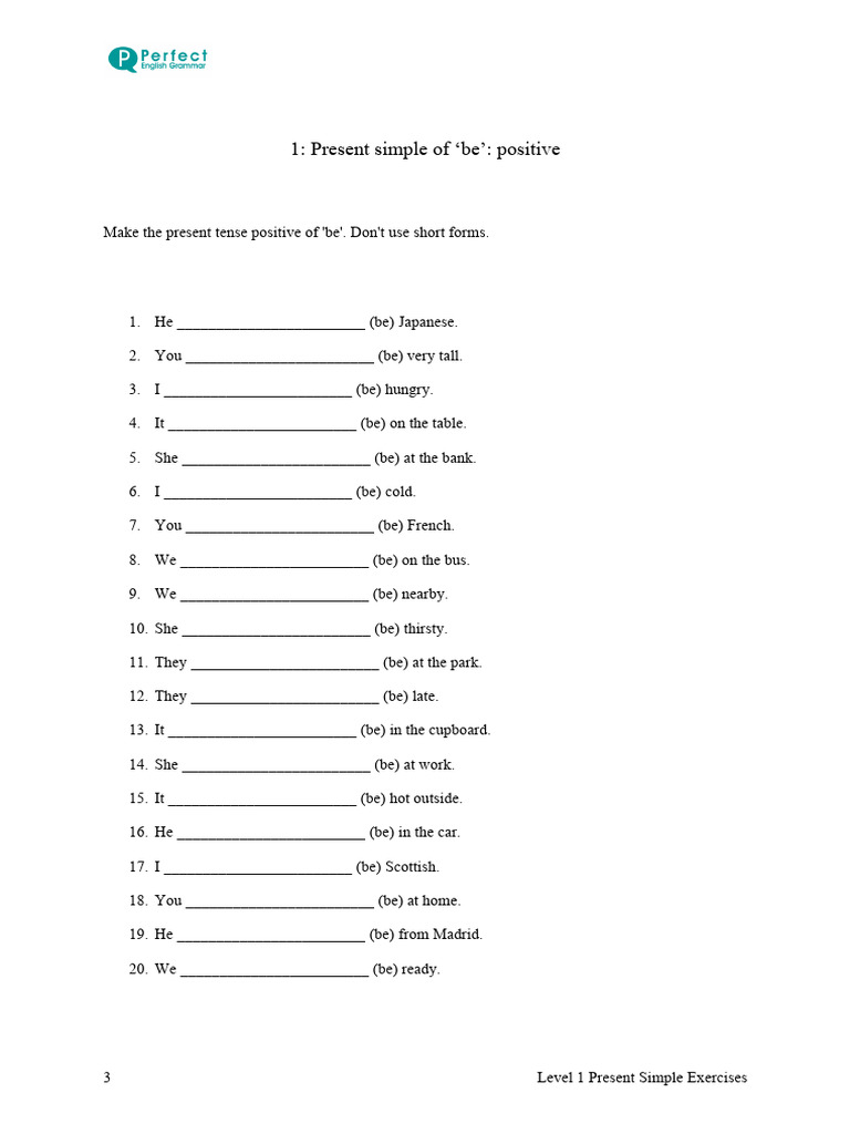 Present Simple 'Be' Exercises | PDF | Career & Growth | Language Arts ...