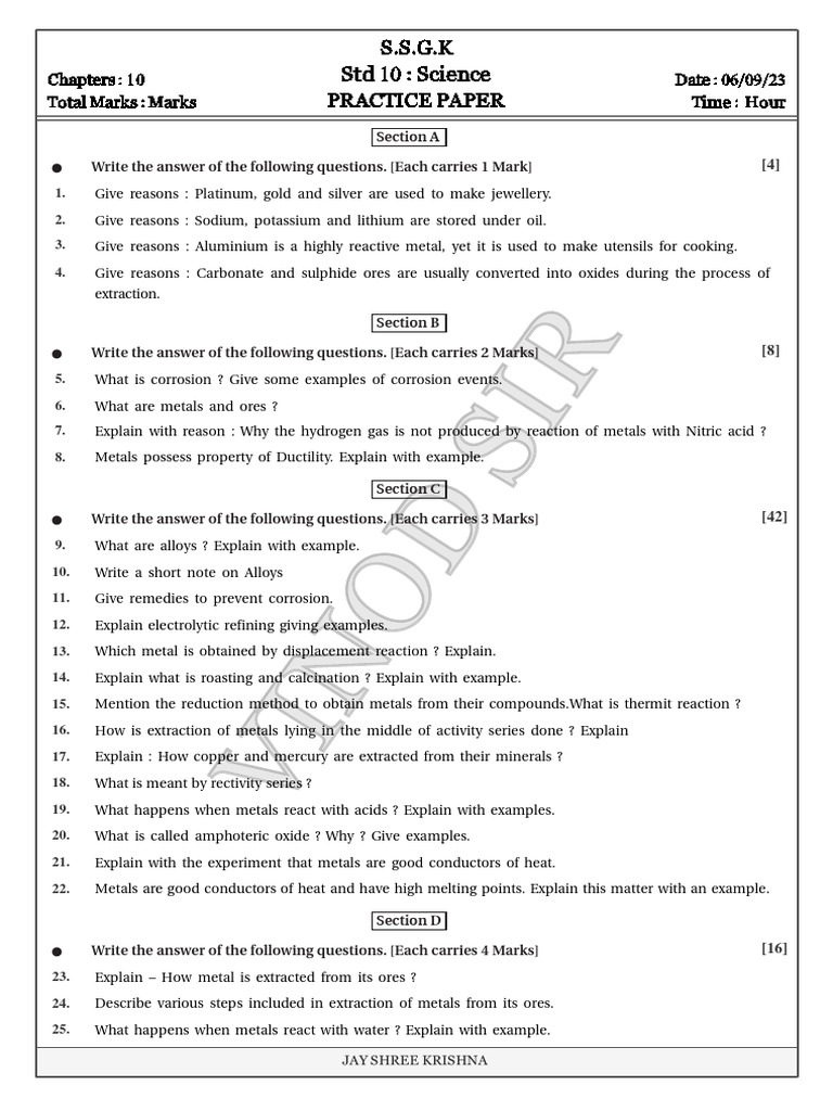 Practicepaper d06 Sep 2023 2 | PDF | Metals | Corrosion
