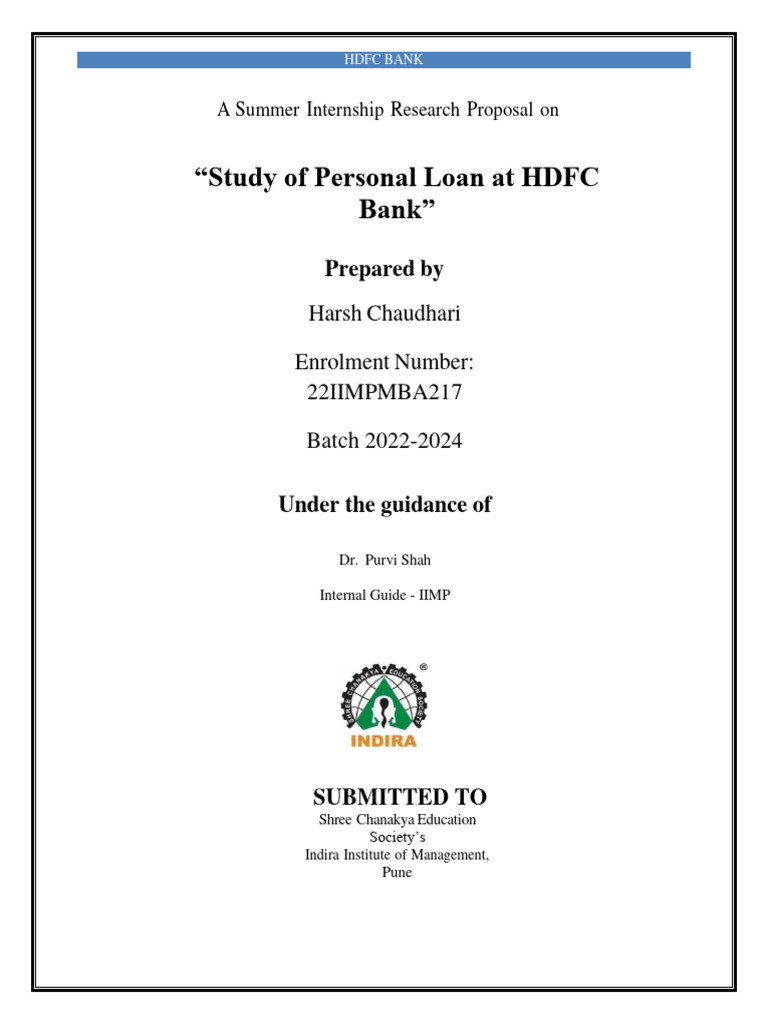 Harsh Chaudhari SIP Project (1) Final | Download Free PDF | Loans | Banks