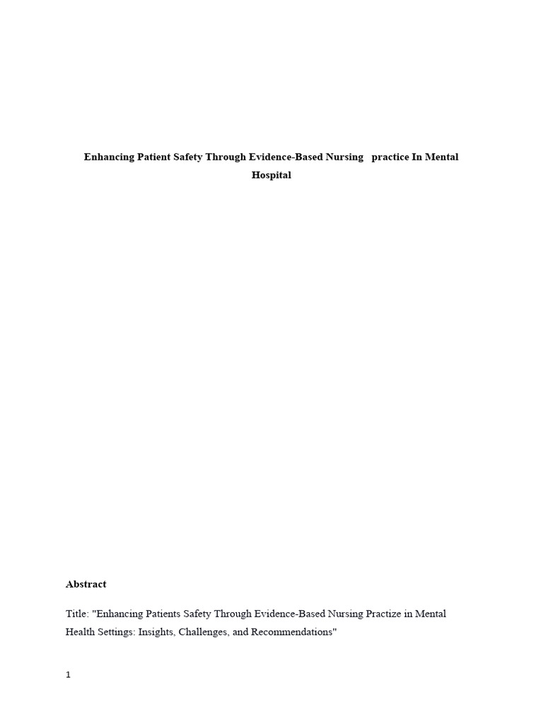 Enhancing Patient Safety Through Evidence | PDF | Patient Safety ...