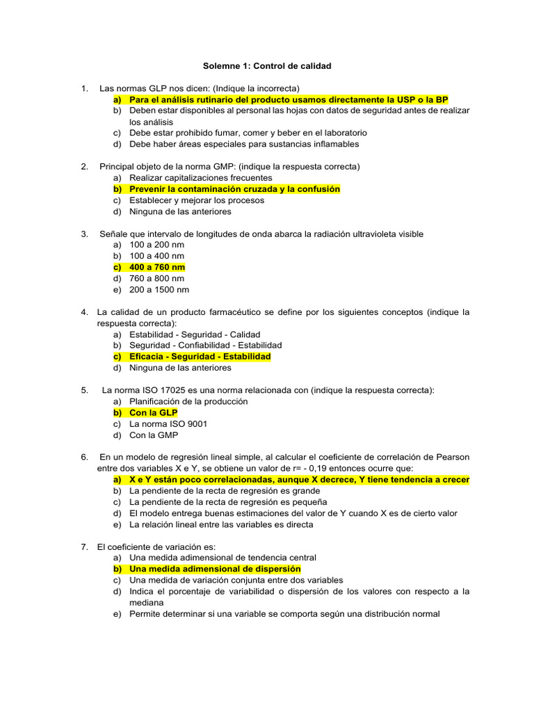 Solemne 1 Control de Calidad | Descargar gratis PDF | Dispersión estadística | Media