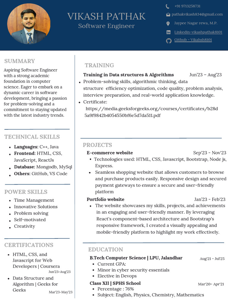 Vikash_Resume | PDF | Java Script | Bootstrap (Front End Framework)