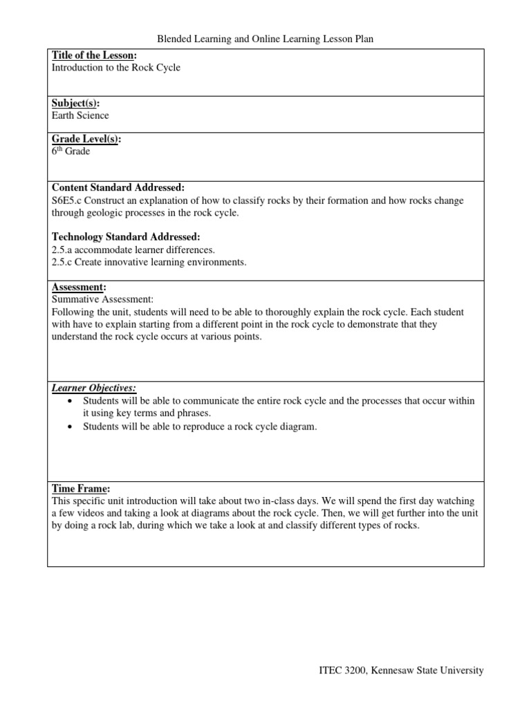 13 blended learning and online learning lesson plan copy | PDF | Lesson ...