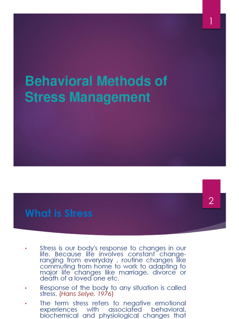 Behavioural Methods of Stress Management | PDF | Stress (Biology ...