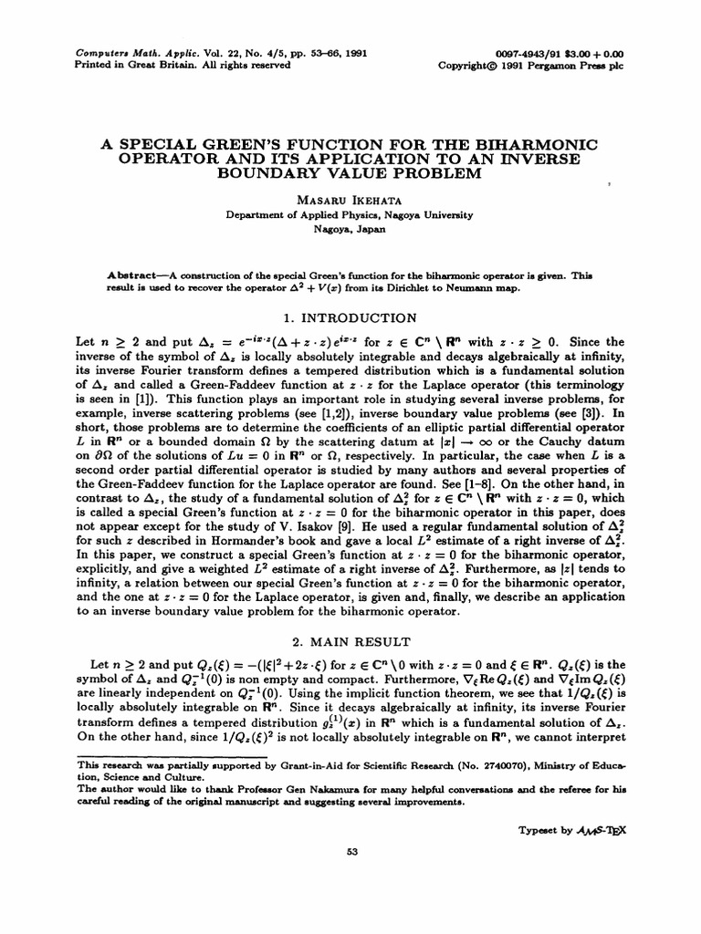 A Special Green's Function For The Biharmonic Operator and Its ...