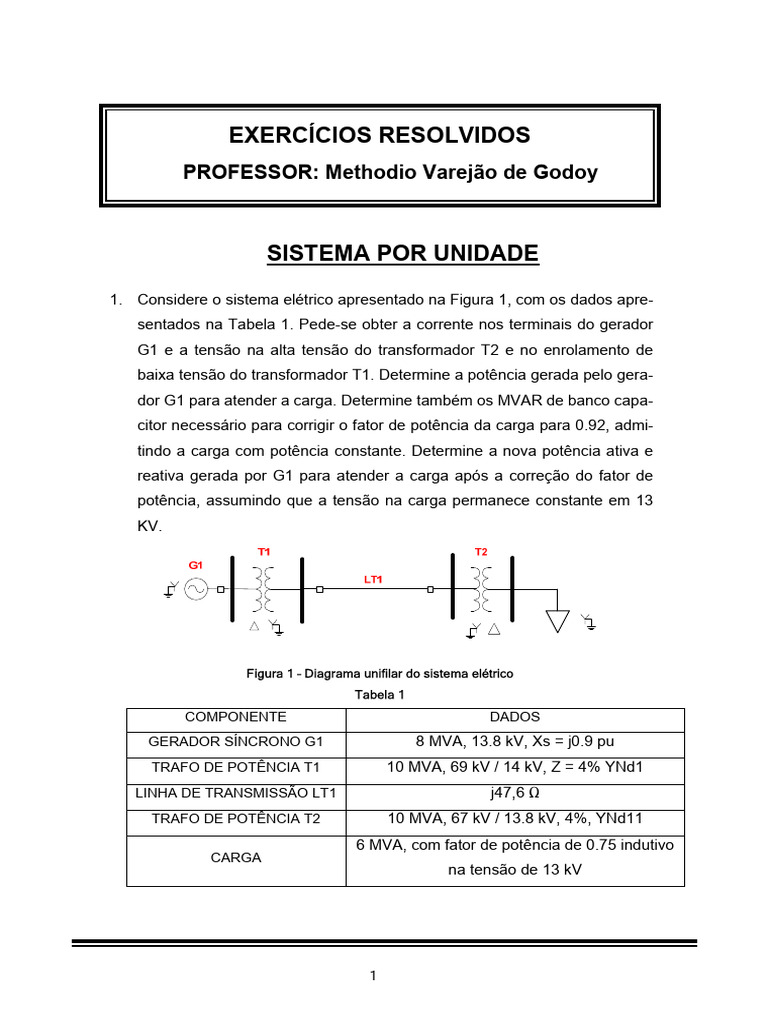 Exemplo Resolvido PU | PDF | Energia elétrica | Rede elétrica Exemplo Resolvido PU | PDF | Energia elétrica | Rede elétrica