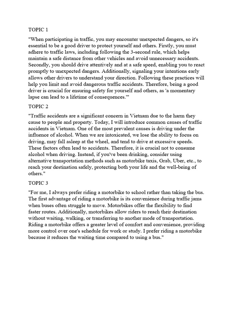 UNIT 4 - Traffic | PDF