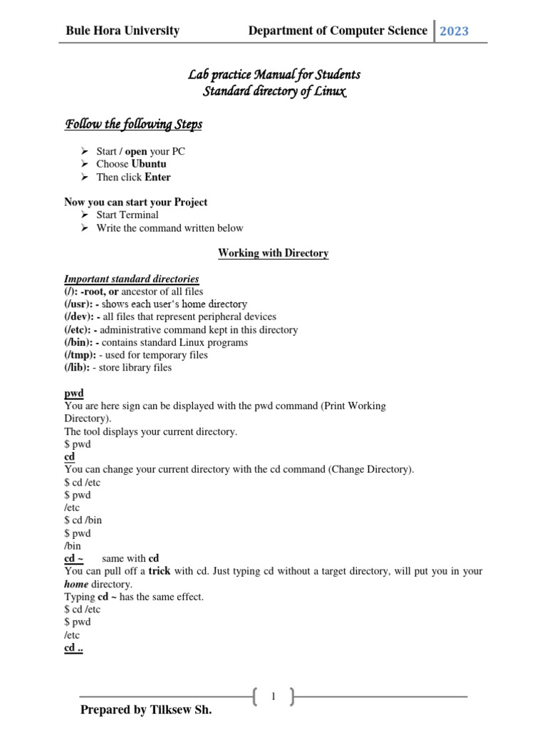 Linux Lab Practice Manual | PDF | Computer File | Data Management
