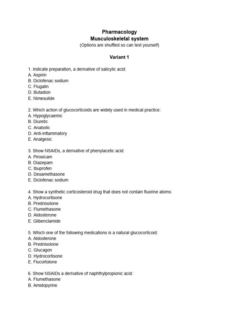 Test Pharma Musculoskeletal System | PDF | Nonsteroidal Anti ...