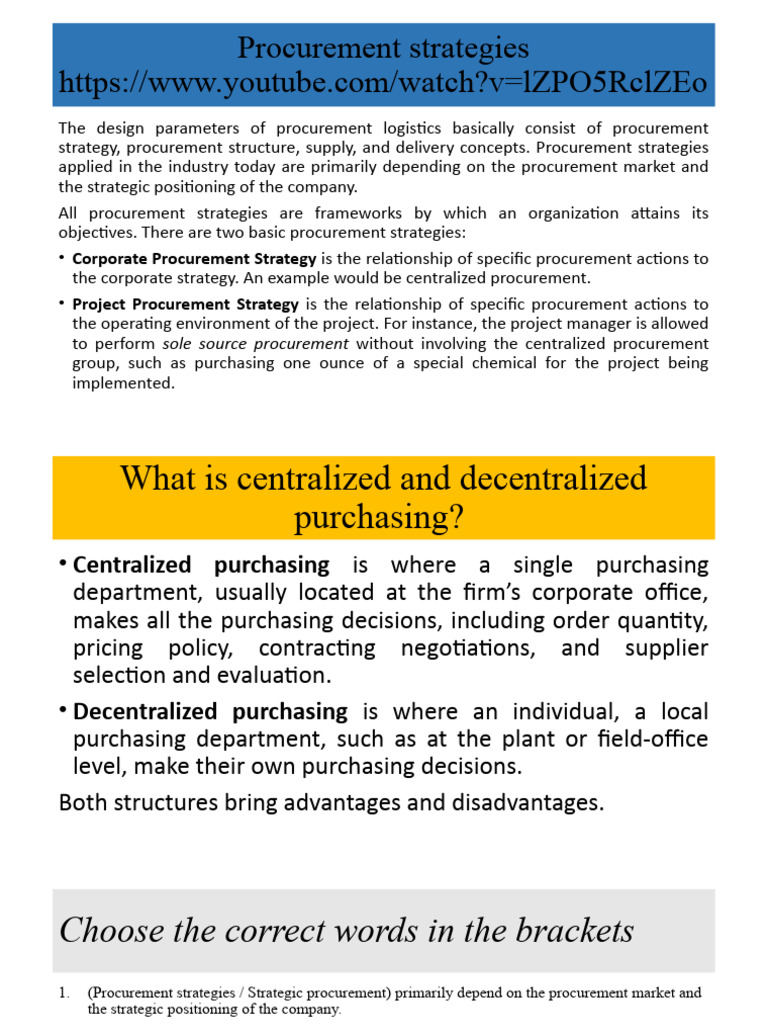 Procurement Strategies | PDF | Procurement | Strategic Management