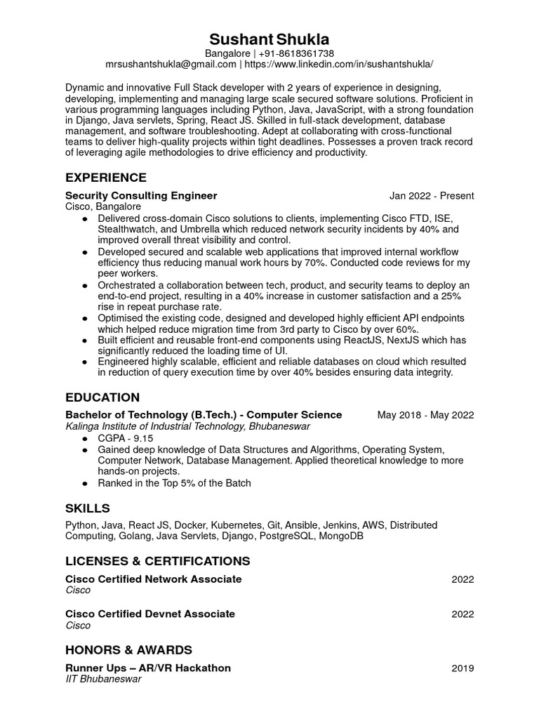 Sushant Resume Pdf Java Programming Language Databases 