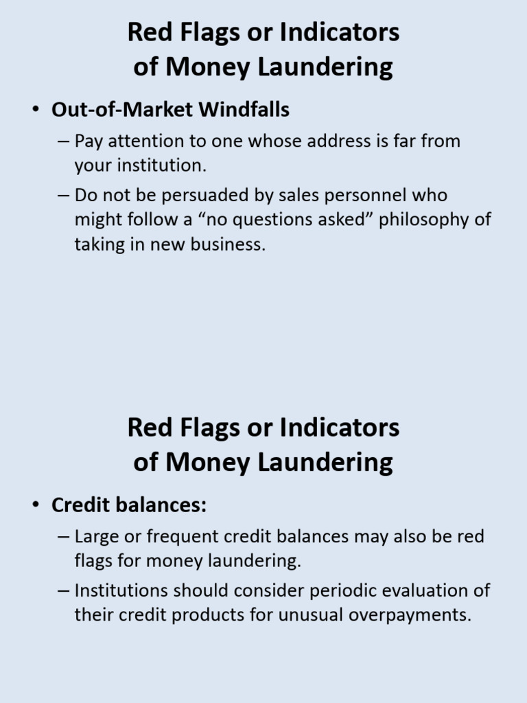 Money Laundering Red Flags Guide | PDF | Letter Of Credit | Cash
