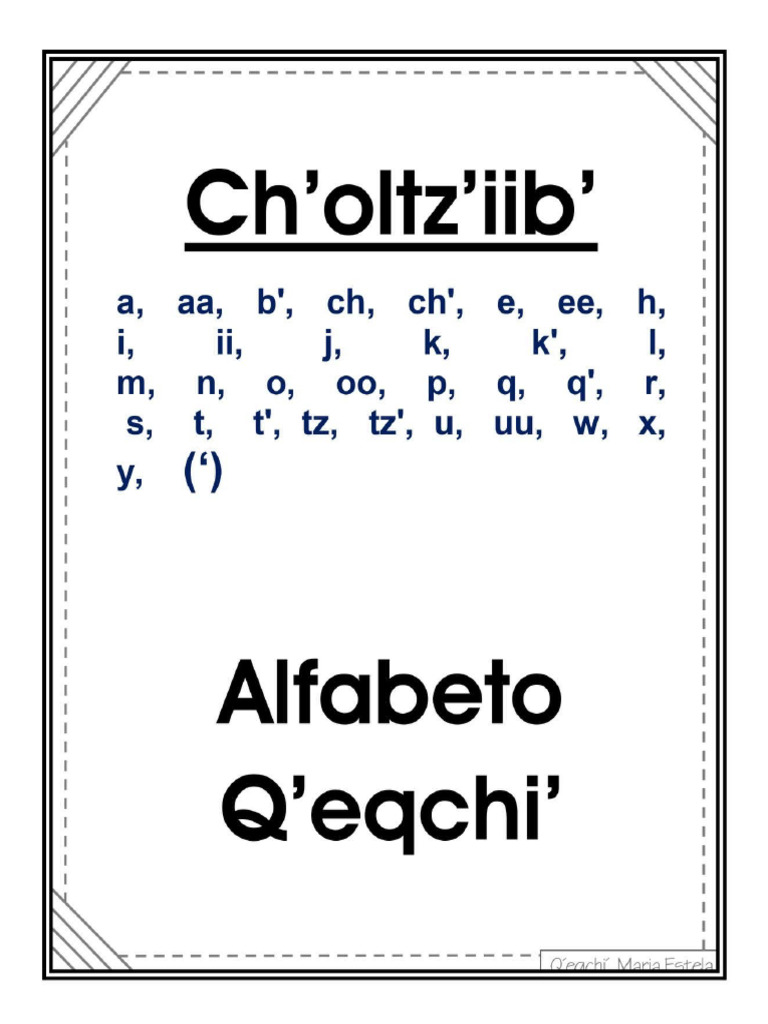 aBECEDARIO q'EQCHI PARA COLOREAR | PDF