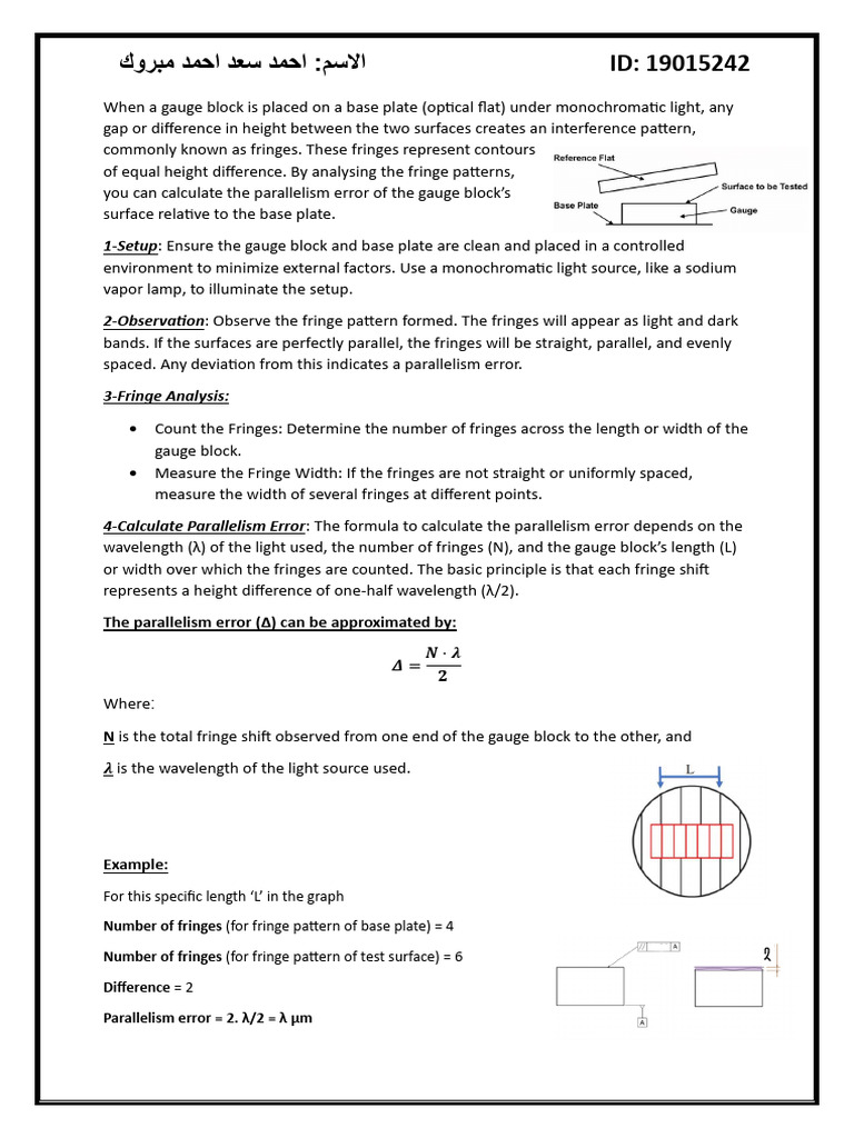 Number of Fringes in Parallelism Error | PDF