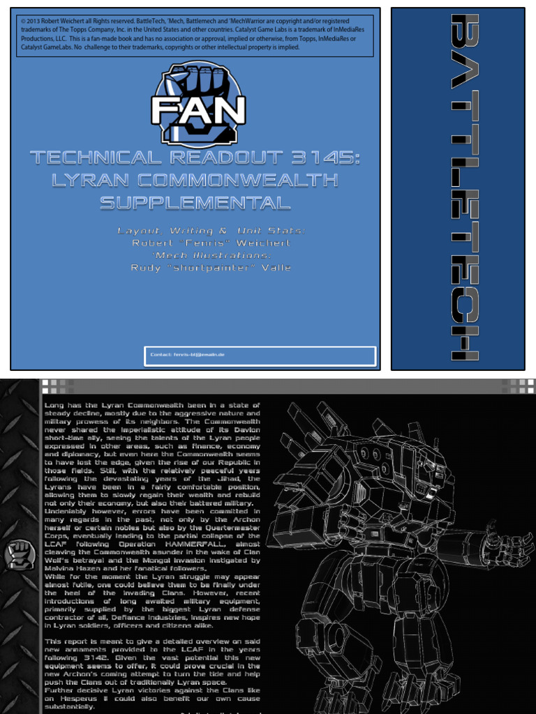 Battletech - Technical Readout - 3145 Steiner Supplemental V.1 (Fan ...