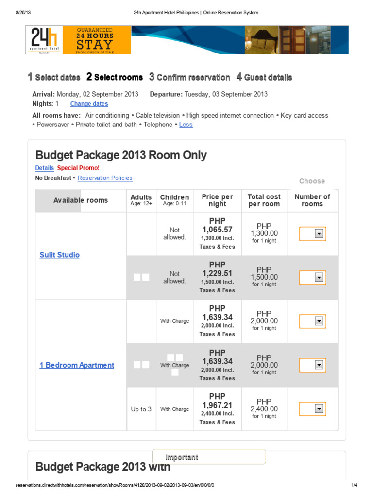 24h Apartment Hotel Philippines - Online Reservation System | PDF ...