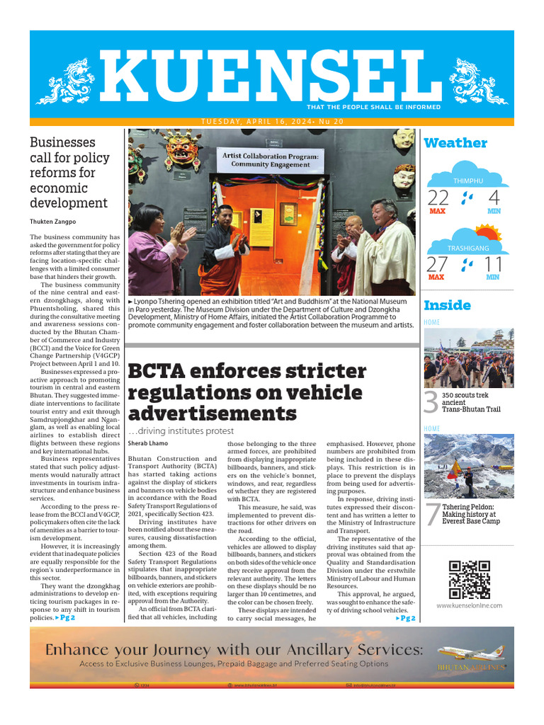 Kuensel_National Newspaper_16Apr2024 | PDF | Academic Degree | Bhutan