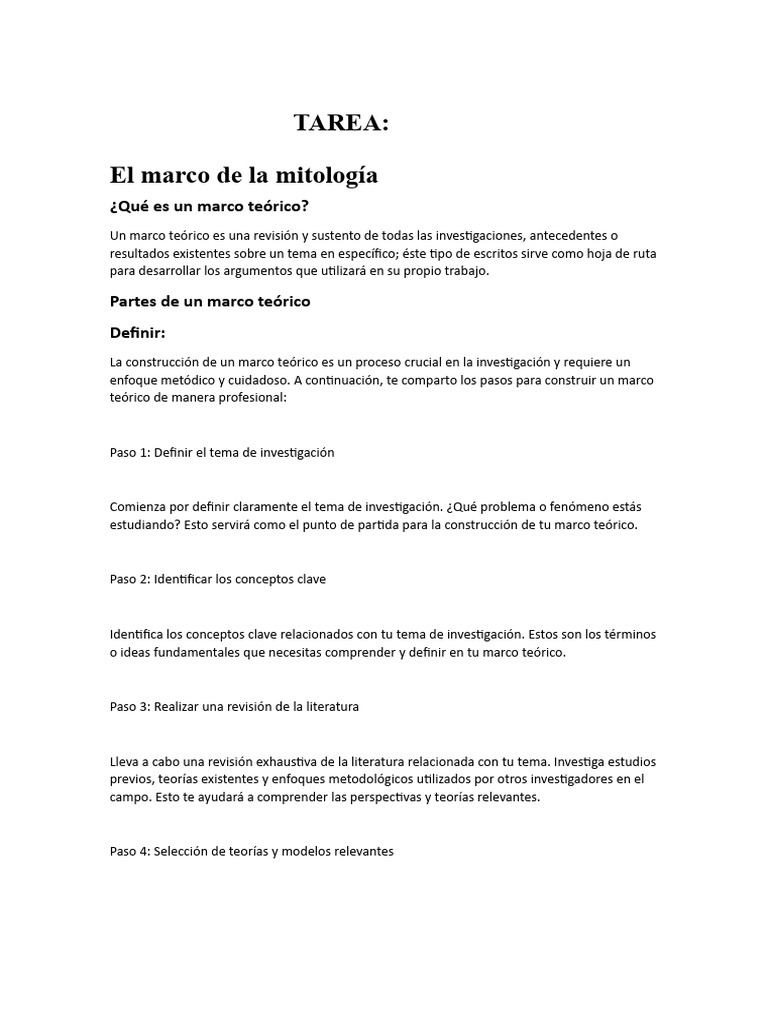 Tarea Marco de La Mitolpgia | PDF | Teoría | Paradigma