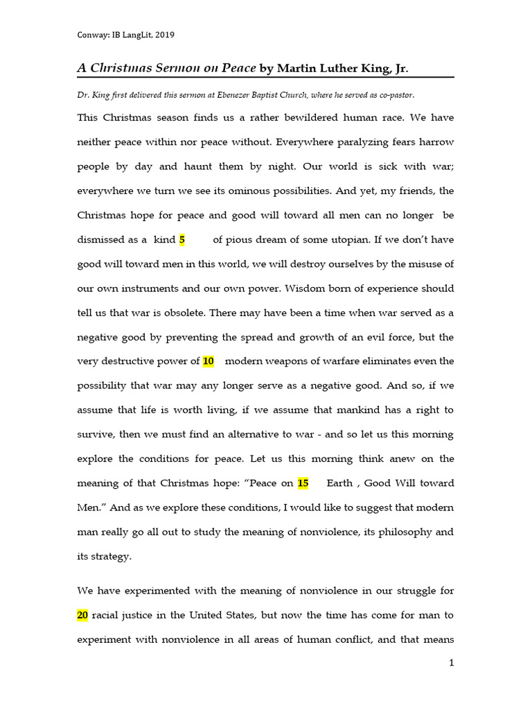 Christmas Peace Sermon by MLK Jr. | PDF | Martin Luther King Jr.