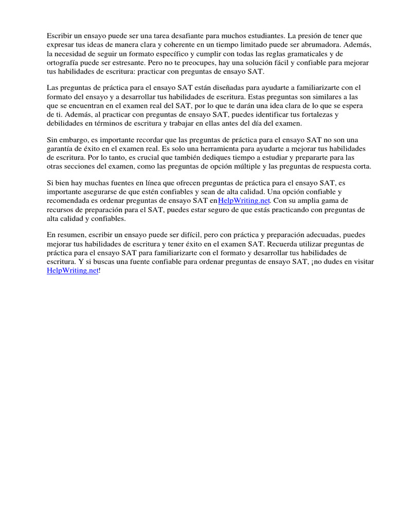 Mejora Ensayos SAT con Práctica Efectiva | PDF | Se sentó | Ensayos