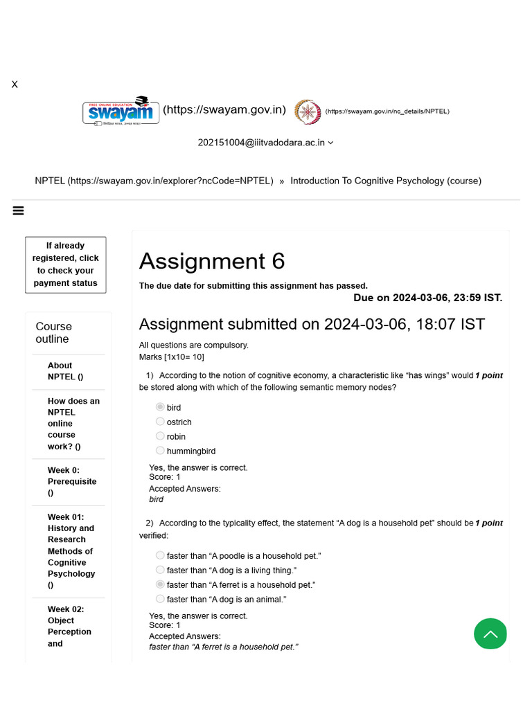 Assignment 6: Assignment Submitted On 2024-03-06, 18:07 IST | Download ...