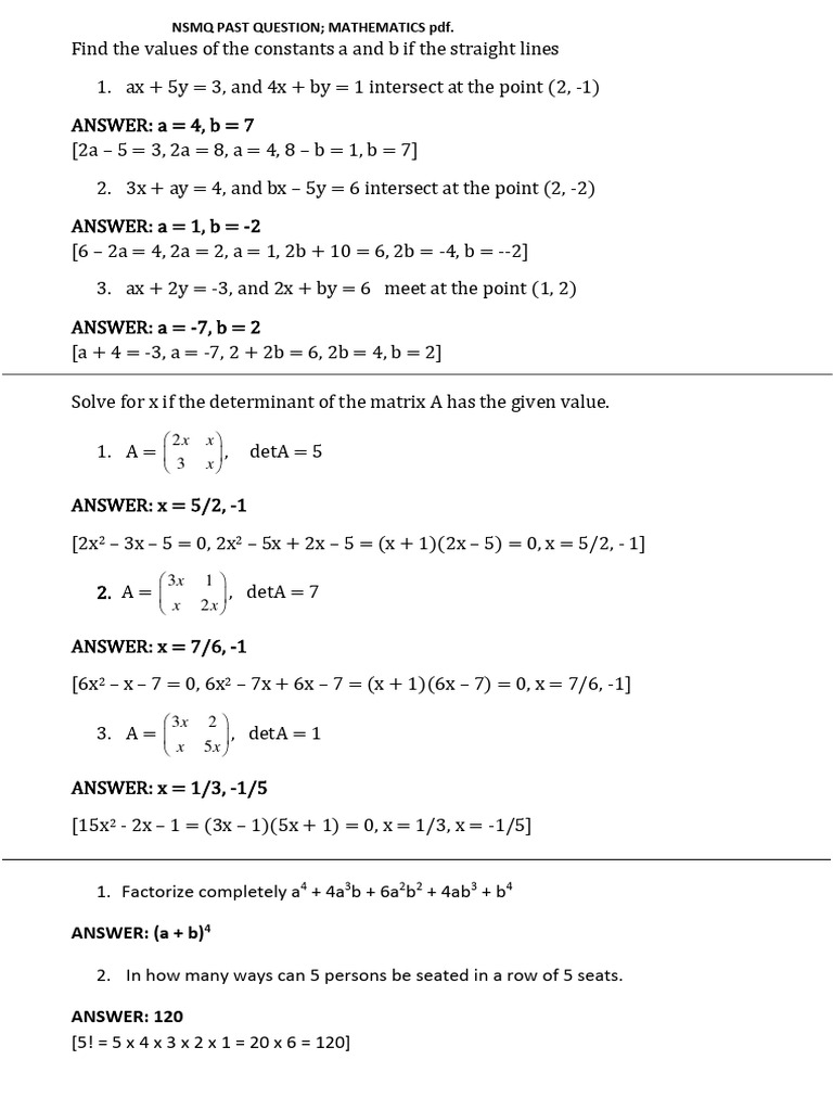 NSMQ Past Question Mathematics | PDF | Mathematical Analysis ...
