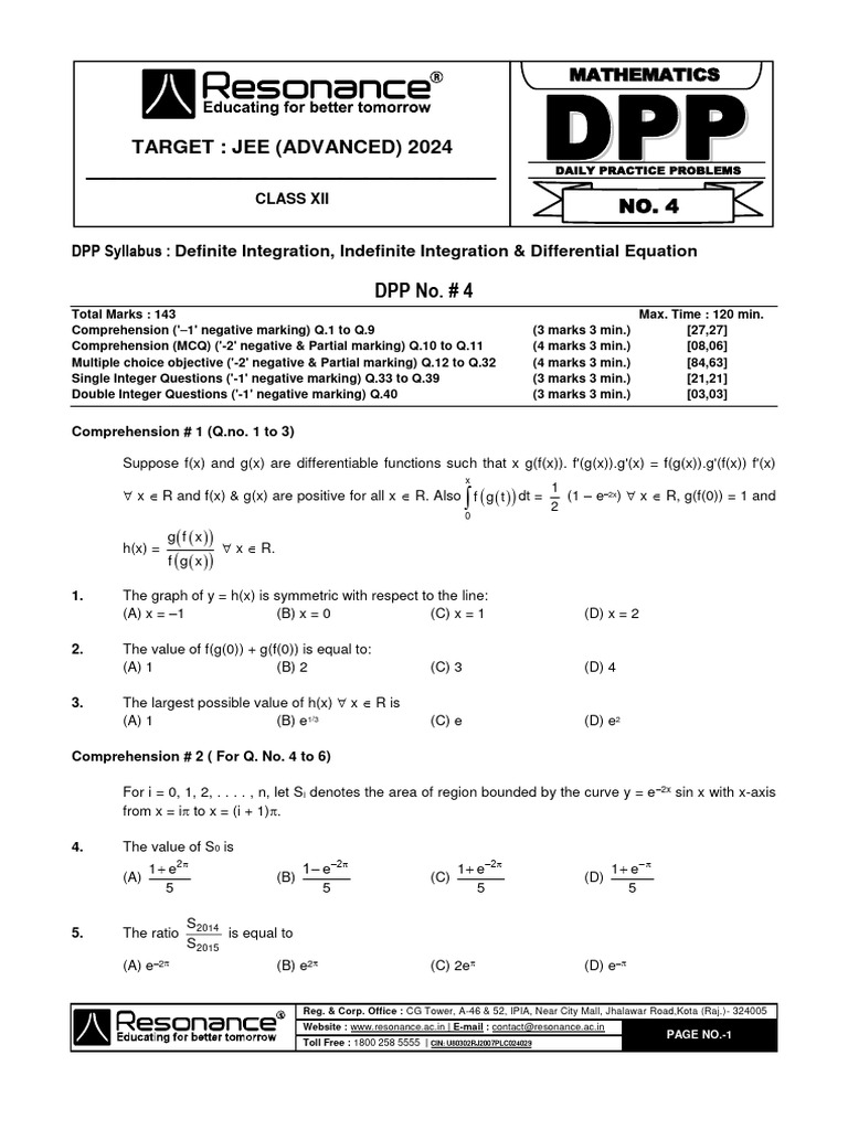 Revision DPP Revision DPP DPP-4 PC - E | PDF | Mathematical Analysis | Mathematics