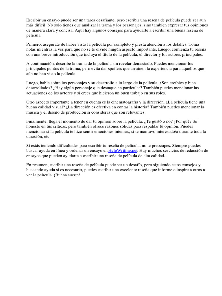 Cómo Escribir Una Reseña de Película | PDF