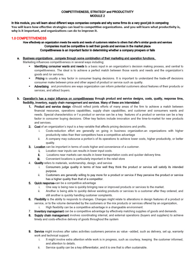 OM Operation Management Module Two 2 | PDF | Strategic Management ...