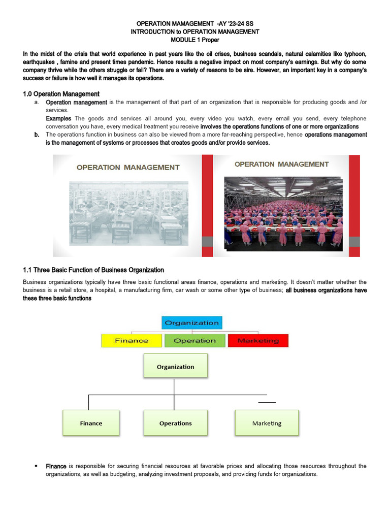 OM Operation Management Module One 1 | PDF | Electronic Business | Supply Chain