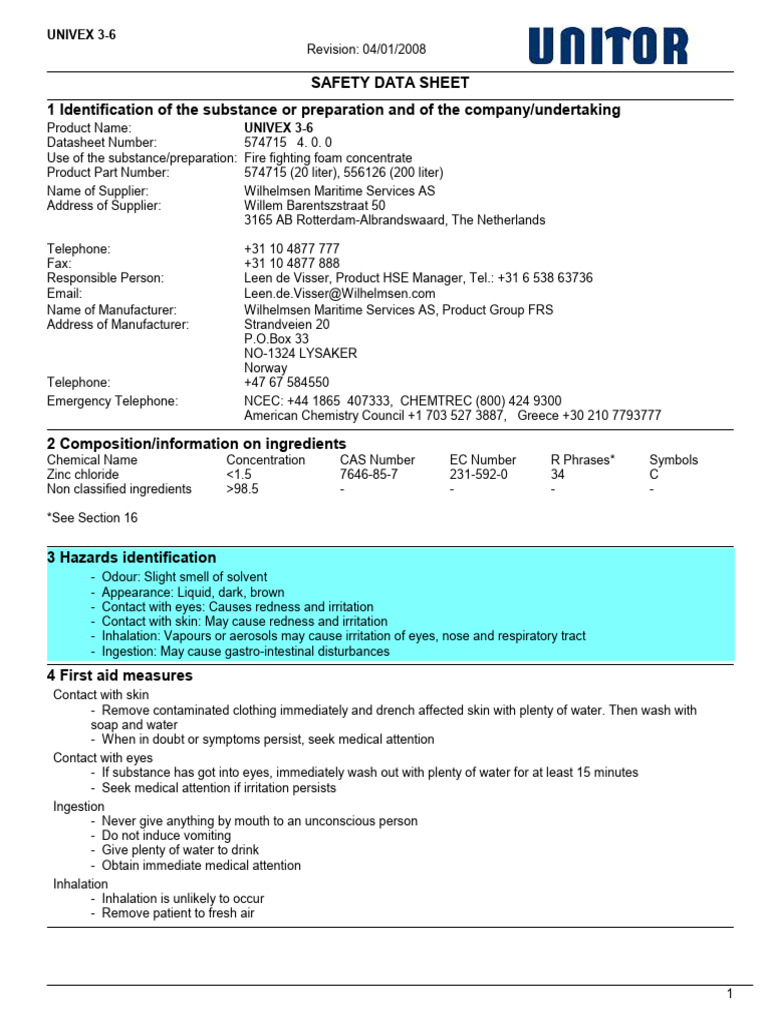 UNIVEX_3_6_English | PDF | Water | Occupational Safety And Health