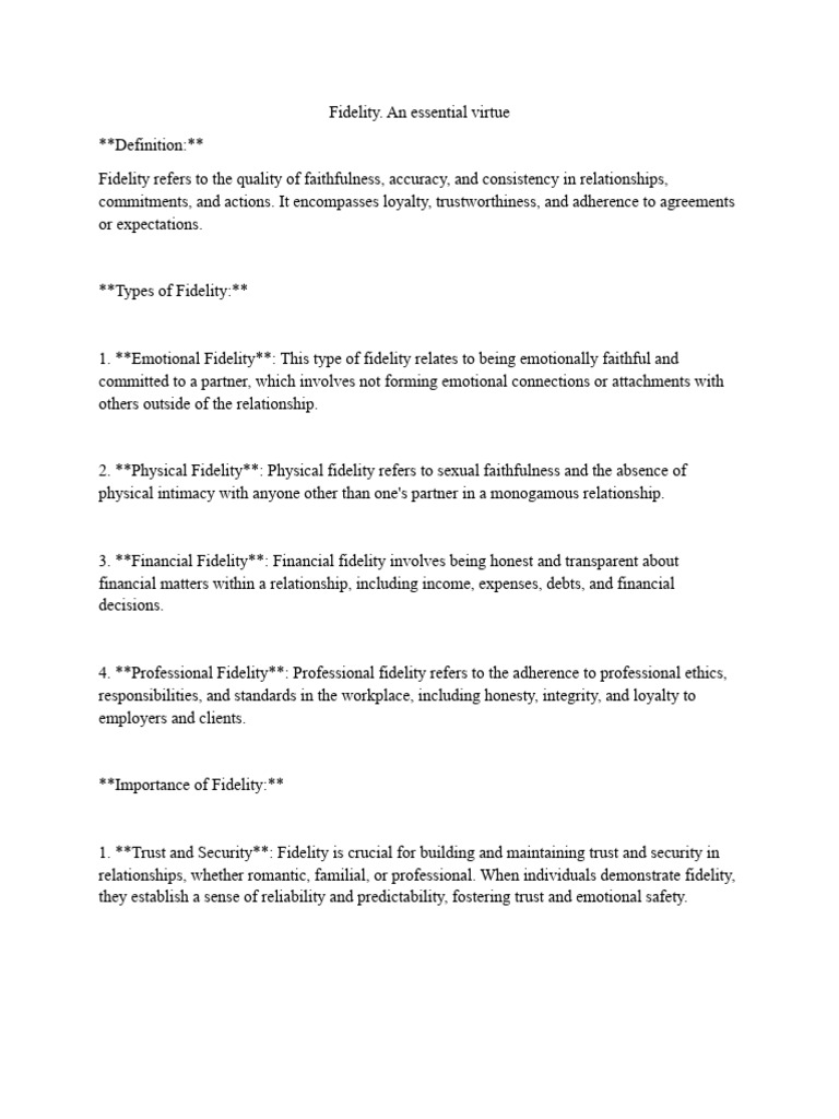 Fidelity... An Essential Value | PDF | Intimate Relationships | Disciplines