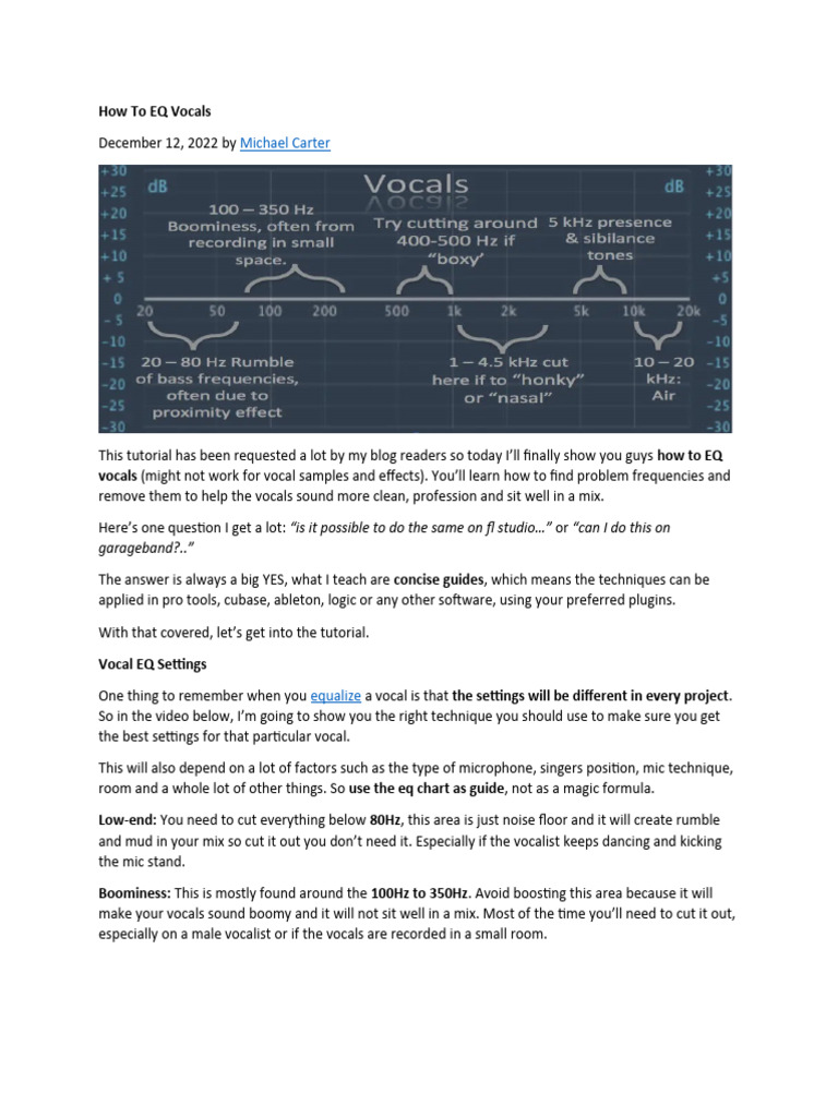 How To EQ Vocals | PDF | Equalization (Audio) | Sound Technology