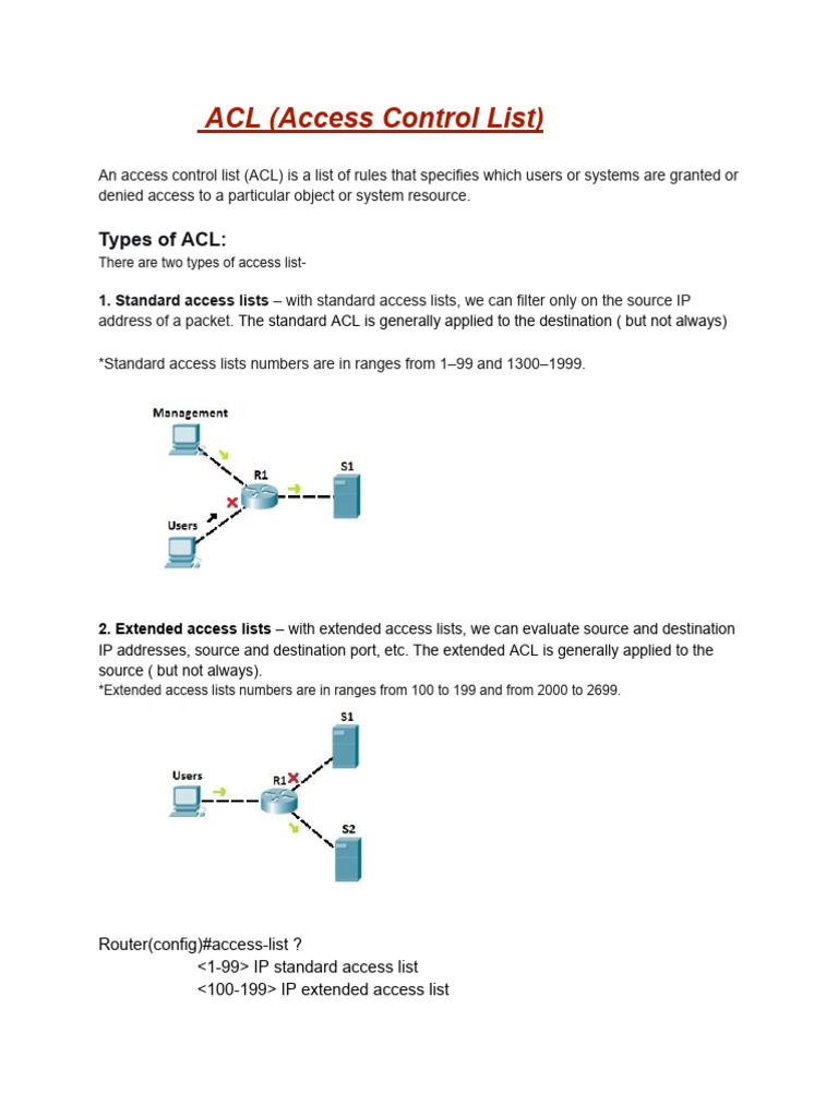 ACL (Access Control List) | PDF | Ip Address | Router (Computing)