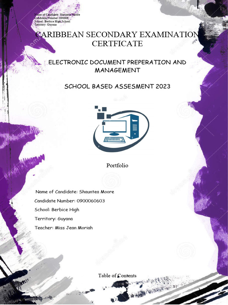 Shauntea Moore's CSEC SBA Portfolio | PDF | License | Employment