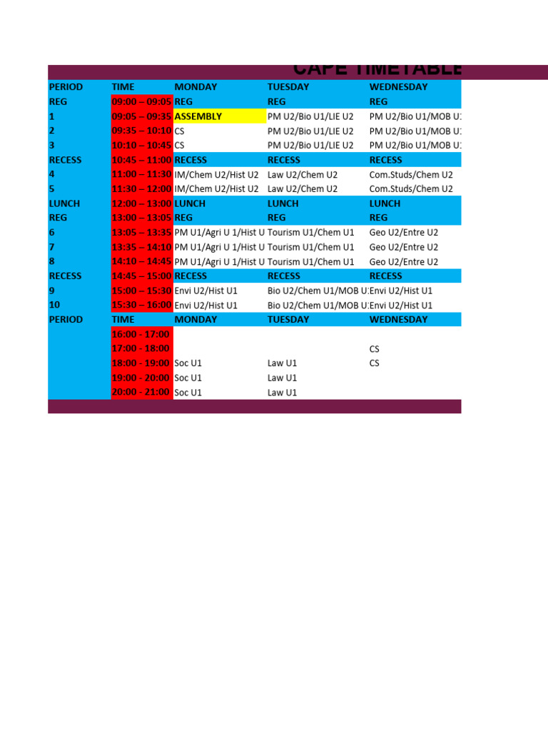 CAPE Timetable 2023-2024 | PDF | Social Science | Foreign Language Studies