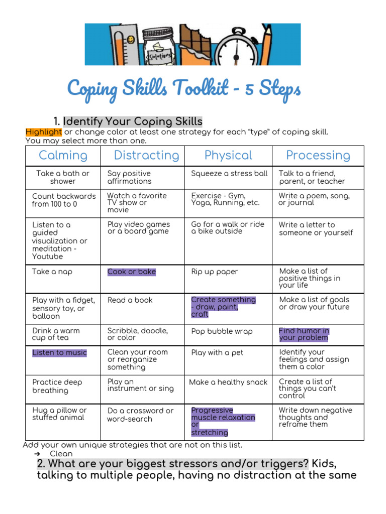 Copy of Coping Toolkit Worksheet | PDF | Stress (Biology) | Anxiety