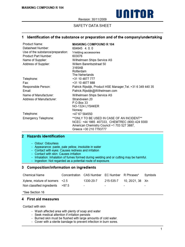 MASKING COMPOUND R 104 English | PDF | Personal Protective Equipment ...